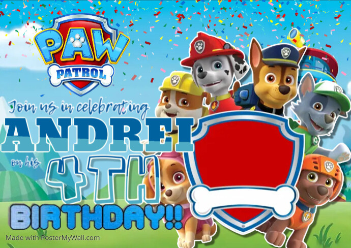 PAW PATROL BIRTHDAY TEMPLATE | PosterMyWall