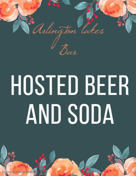 Copy of Orange Floral Bar Menu | PosterMyWall
