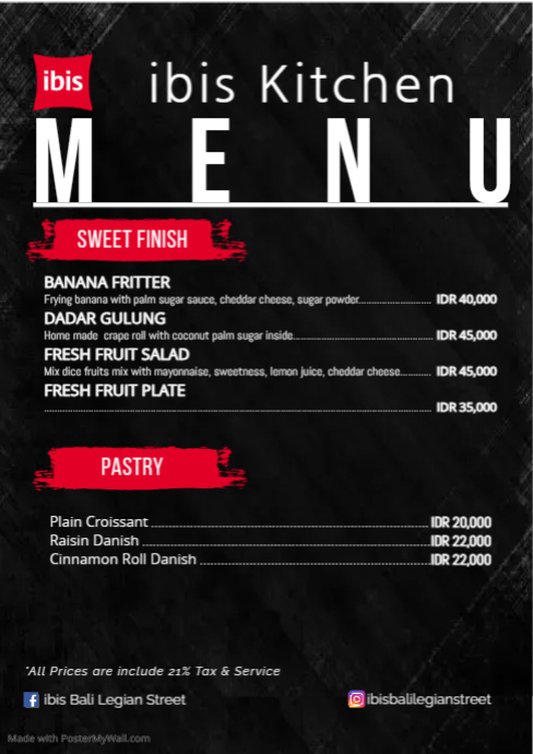 Copy of ibis Kitchen Menu Desert | PosterMyWall
