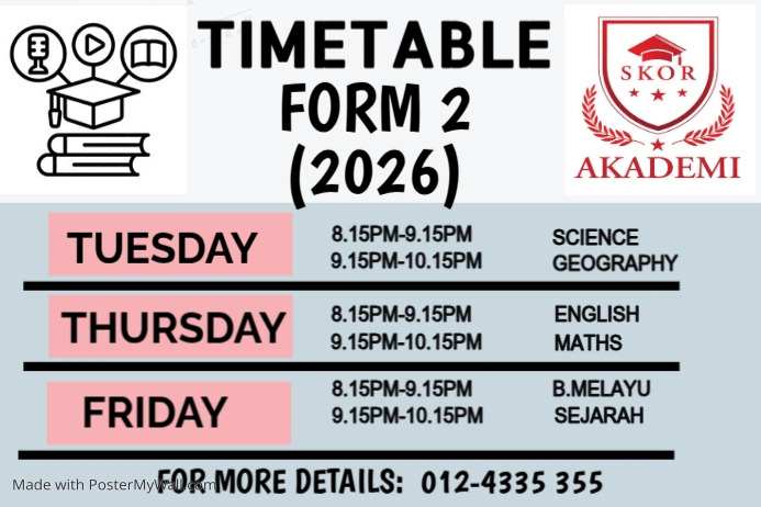 Copy of Modern Geometric Landscape School Timetable (1) | PosterMyWall