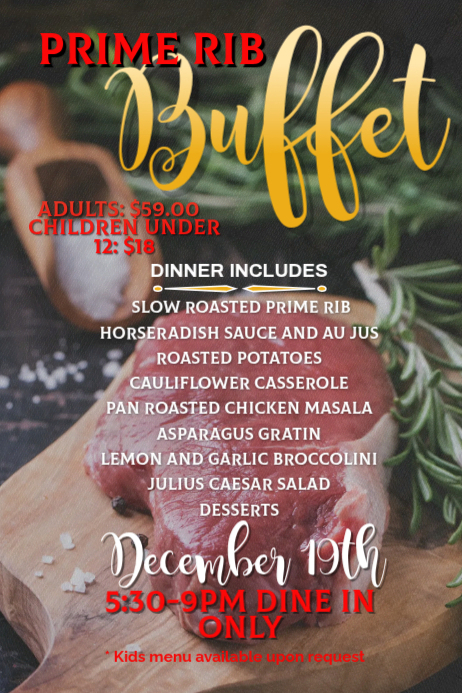 Copy of Editable Prime Rib Dinner flyer template | PosterMyWall