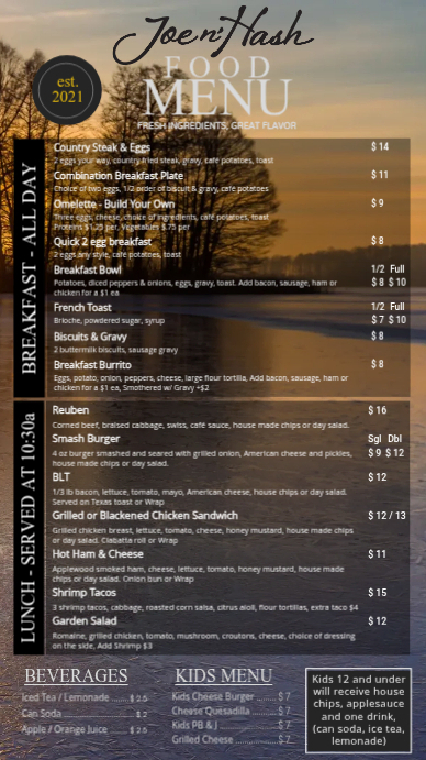 JNH Food Menu | PosterMyWall