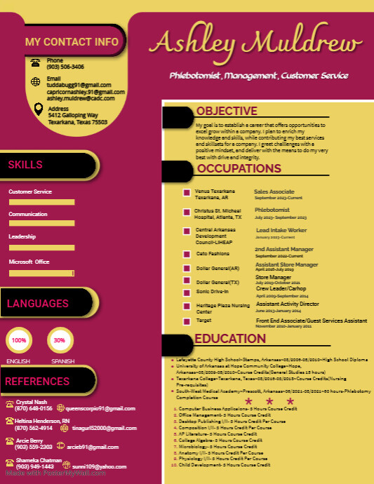 Copy of Resume Template | PosterMyWall