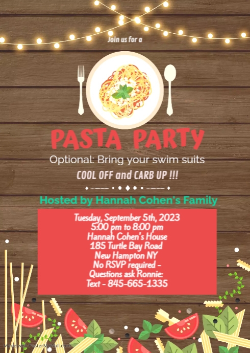 Copy of Brown Pasta Dinner Themed Birthday Invitation | PosterMyWall