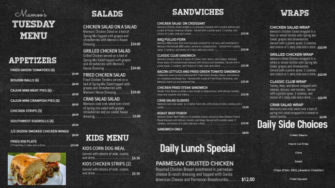 Copy of Mamoo's Tuesday Menu | PosterMyWall