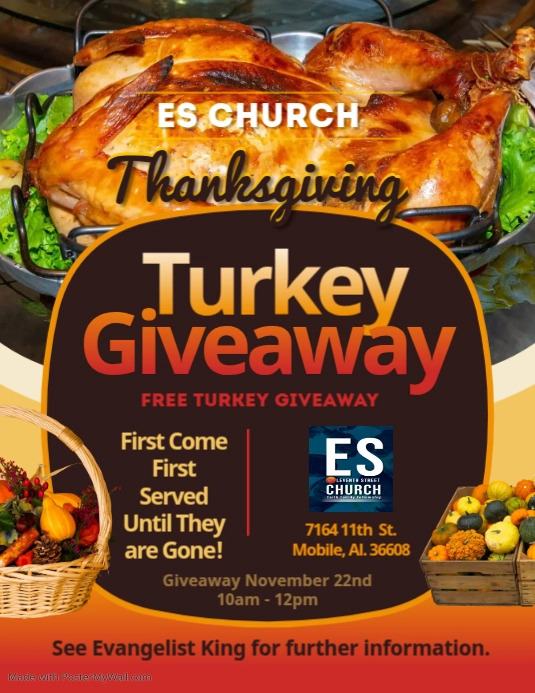 Thanksgiving Turkey Giveaway Flyer | PosterMyWall