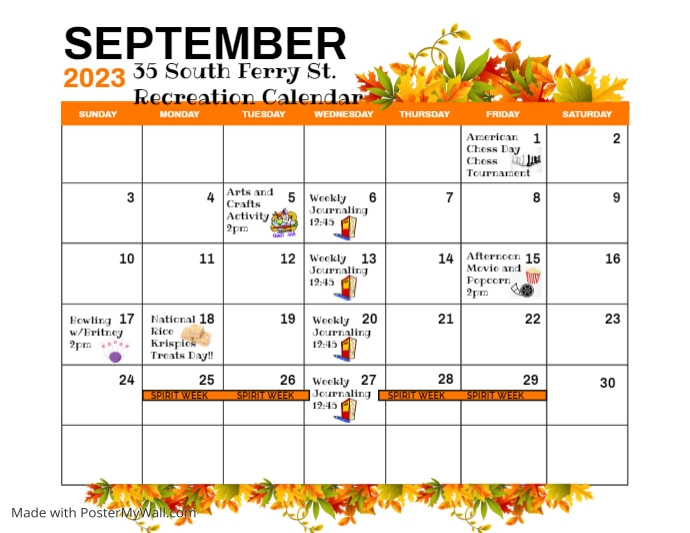 Copy of September 2023 Monthly Events Calendar | PosterMyWall