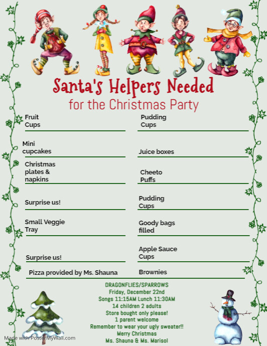 Christmas Sign-Up Sheet | PosterMyWall
