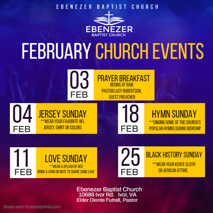 Copy of Feb church schedule | PosterMyWall