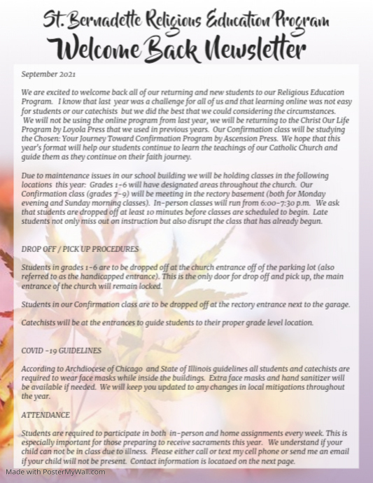 Copy of Welcome Back Newsletter | PosterMyWall