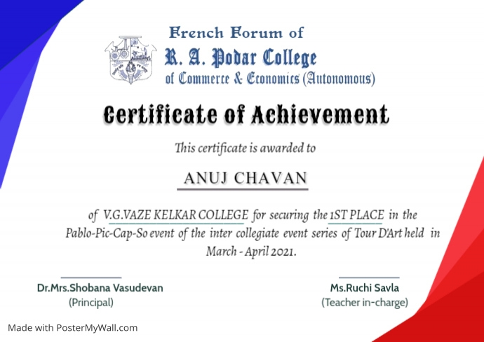 Copy of Copy of Certificate of achivement61 | PosterMyWall