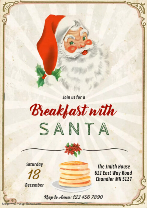 Christmas breakfast with santa invitation (1) | PosterMyWall
