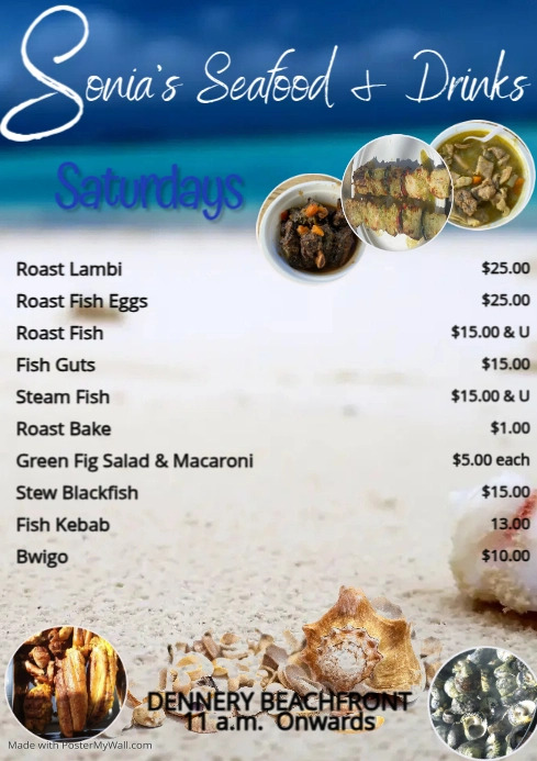 Copy of Ocean Background Seafood Menu Design | PosterMyWall