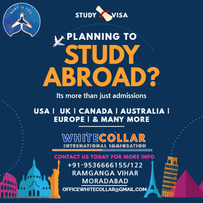 Navy Blue Student Visa Post | PosterMyWall