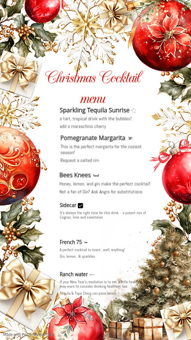 Christmas Cocktail Menu | PosterMyWall