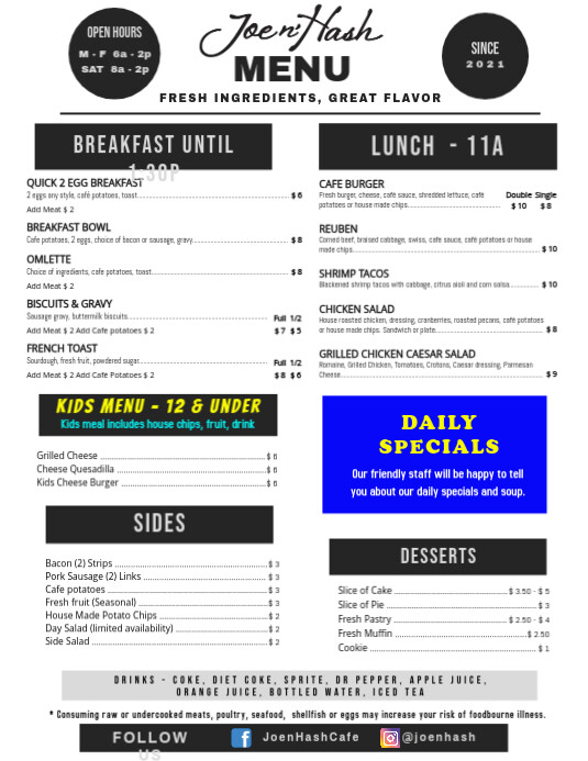 JNH Print Menu | PosterMyWall