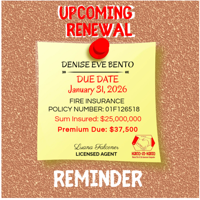 D RADZIK FIRE INSURANCE RENEWAL REMINDER | PosterMyWall