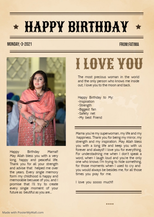 Copy of Vintage newspaper birthday theme invitation | PosterMyWall