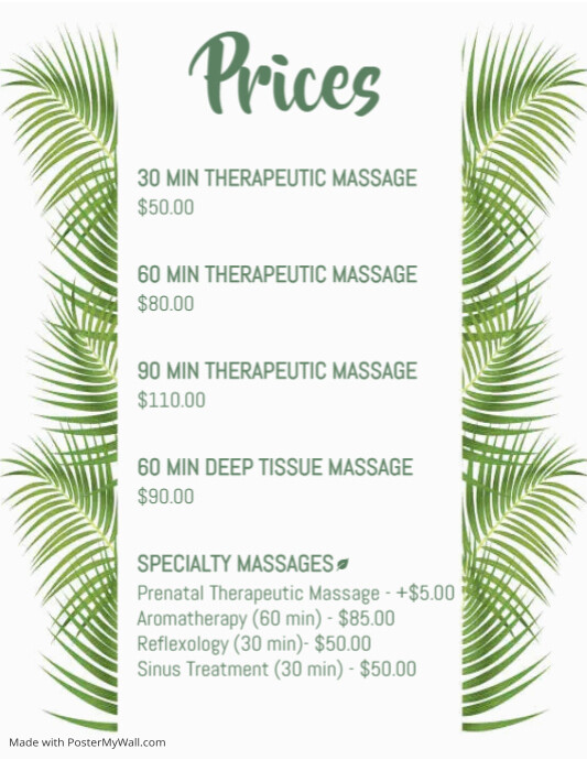 Copy of spa menu (1) | PosterMyWall