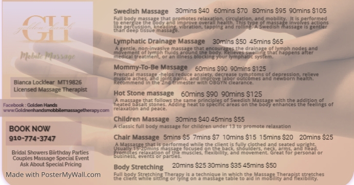 Massage Treatments Therapy Price List spa ad | PosterMyWall