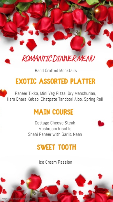 ROMANTIC DINNER MENU | PosterMyWall