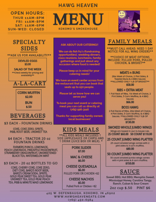 HH Restaurant Menu Side 2 | PosterMyWall