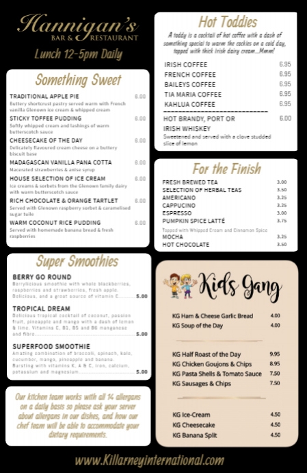 Lunch Menu Back Sample | PosterMyWall