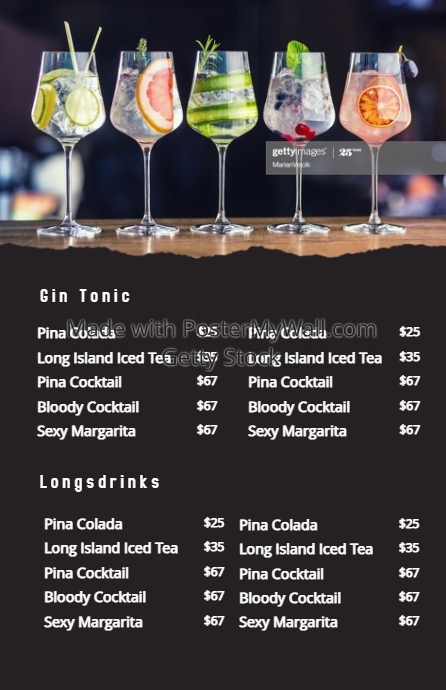 Copy of Kopie von Modern Drinks Bar Restaurant Menu | PosterMyWall
