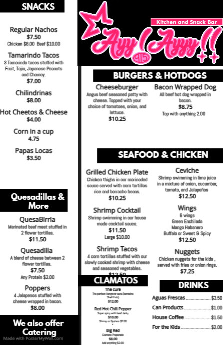 Back of Restaurant Menu | PosterMyWall