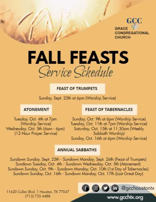 Fall Feast Service Schedule | PosterMyWall