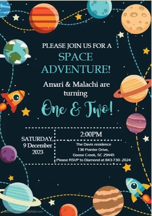 SPACE birthday party design template | PosterMyWall