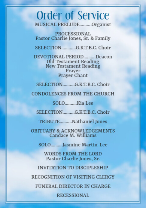 Copy of Order of Service Template | PosterMyWall
