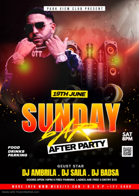 Sunday Bar After Party Flyer | PosterMyWall