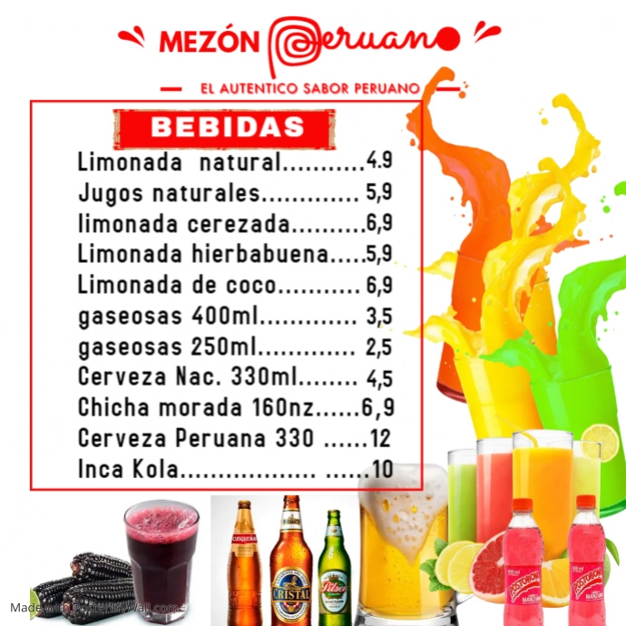 Copy of Menu Peruano jugos | PosterMyWall
