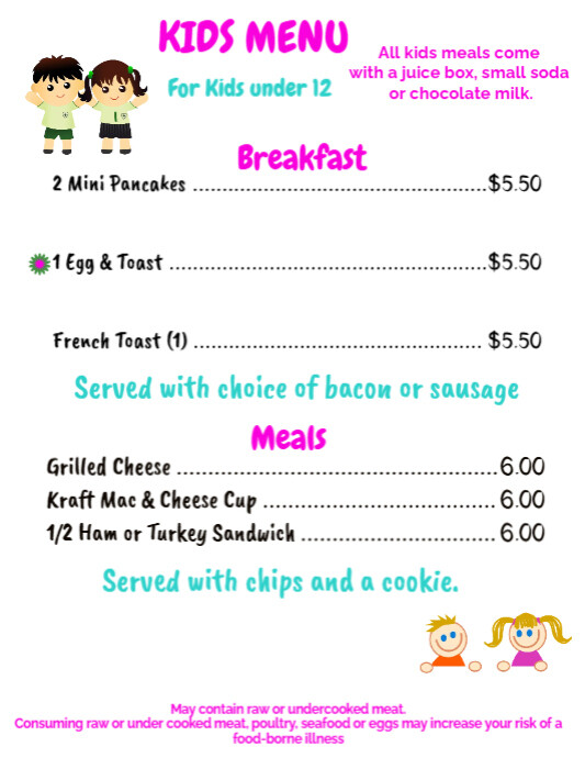 Copy of Kid's Menu Template | PosterMyWall