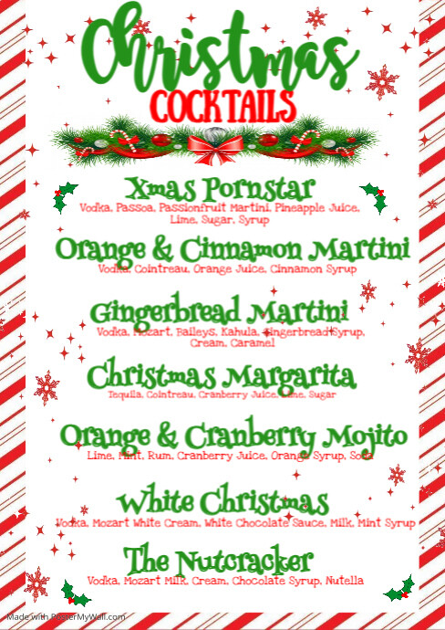 Christmas bar menu (2) | PosterMyWall