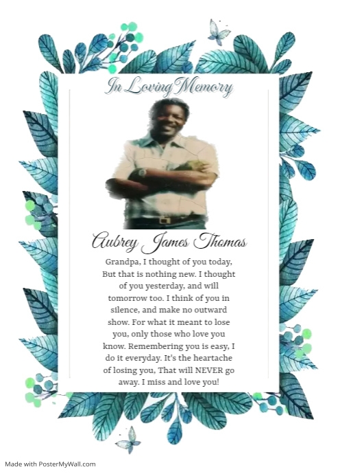 Funeral Program card Template blue leaf (2) | PosterMyWall