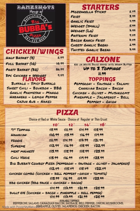 Copy of Copy of Pizza menu template | PosterMyWall