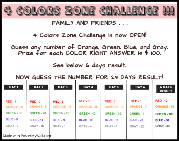 4 COLORS ZONE CHALLENGE | PosterMyWall