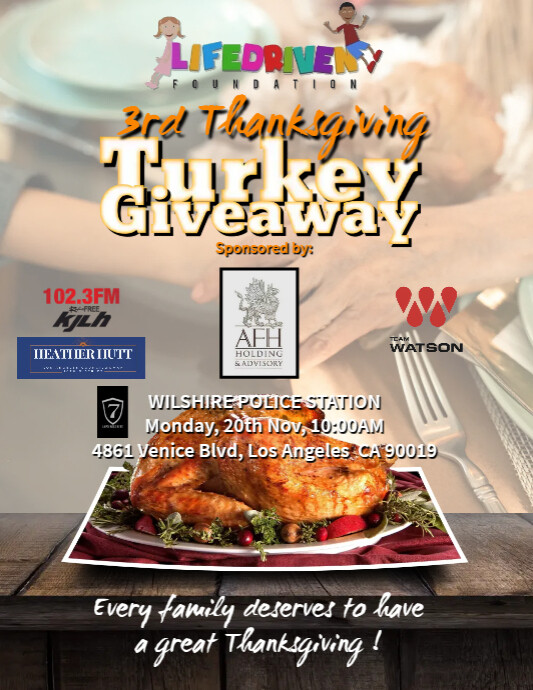 Thanksgiving Turkey Giveaway Design | PosterMyWall