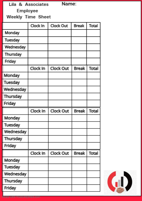 Employee/Student Weekly Time Sheet (1) | PosterMyWall