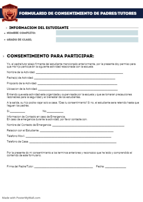 Cheerleading permission slip SPANISH | PosterMyWall