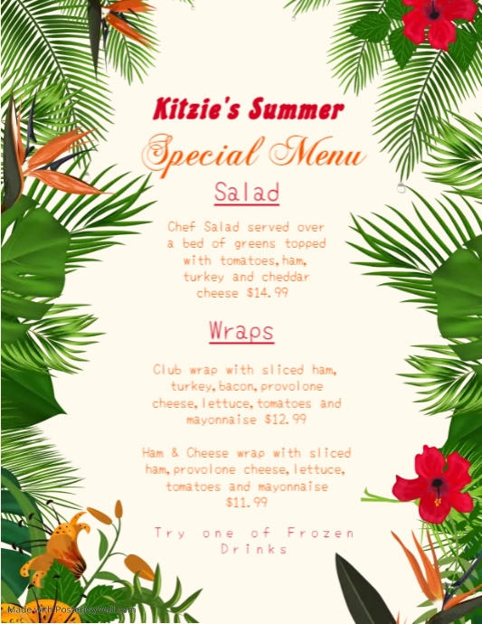 Copy of summer menu ,event, summer, party | PosterMyWall