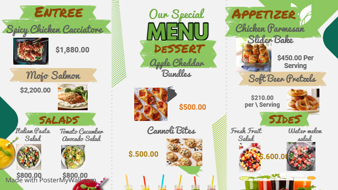 Green Smoothie Bar Menu Digital Display Templ | PosterMyWall