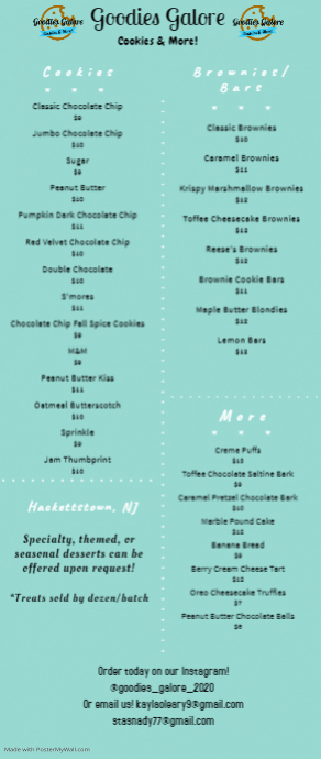 Copy of Goodies Galore Menu 9/6/20 | PosterMyWall