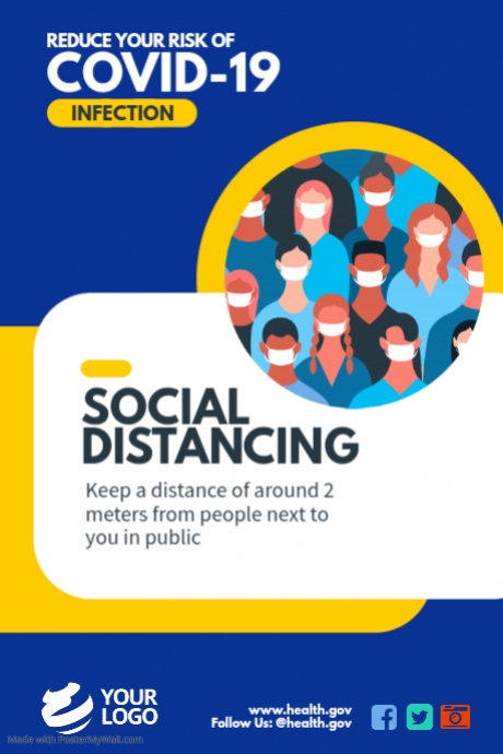 Salinan Covid-19 Awareness Social Distancing Poster | PosterMyWall