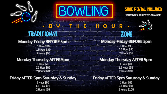 BOWLING PRICING HOURLY | PosterMyWall