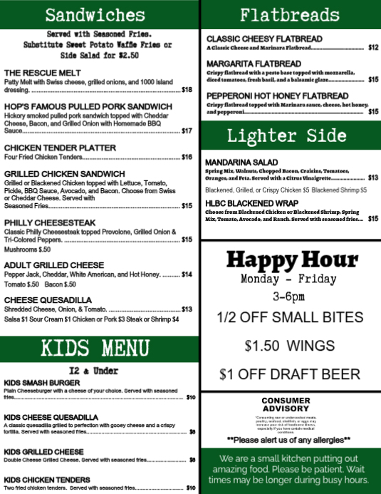 Food Menu Back | PosterMyWall