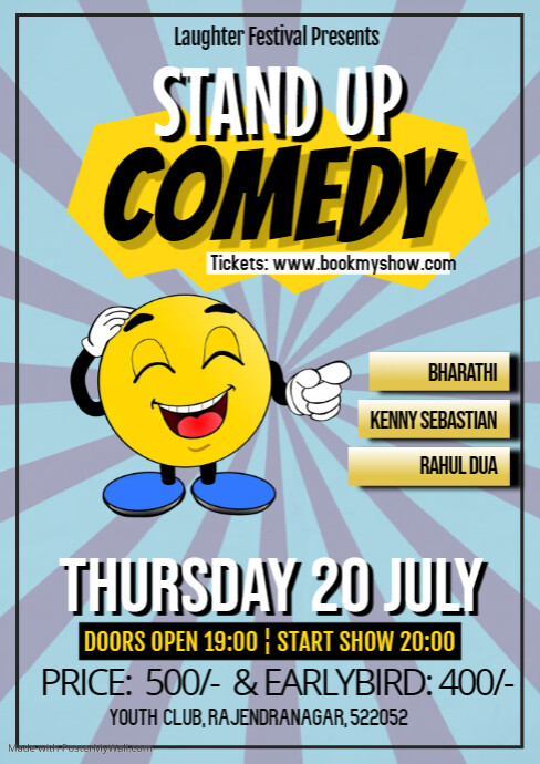 Stand up Comedy Event Retro Poster Flyer | PosterMyWall