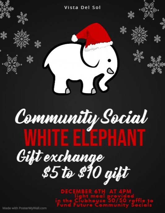 Copy of White Elephant Gift Exchange Flyer Design | PosterMyWall